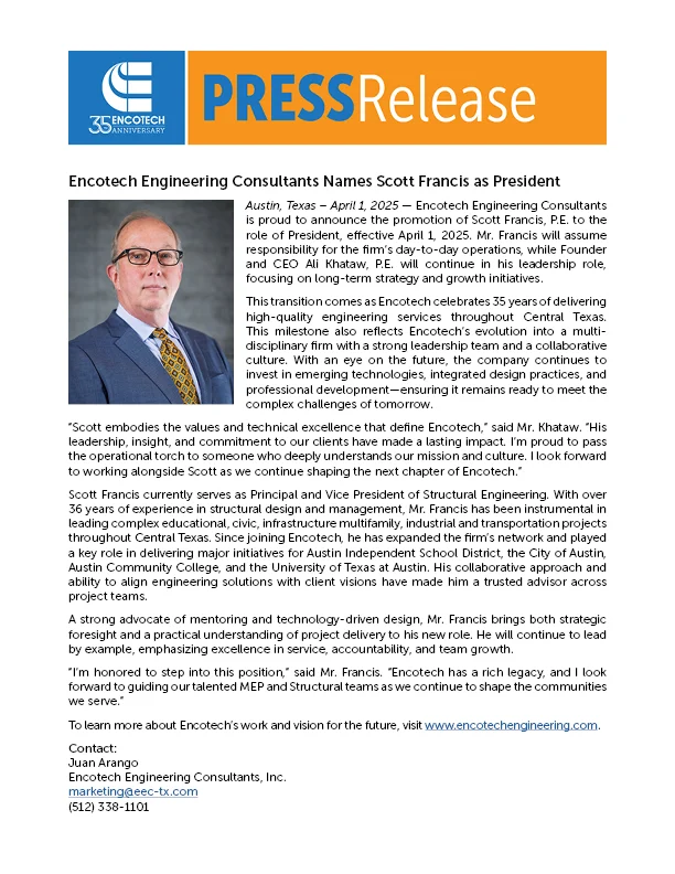Press Releases - Encotech Engineering Consultants